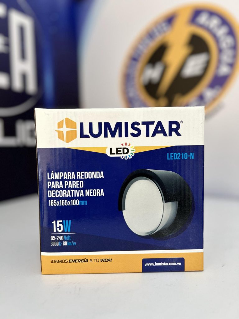 LAMPARA REDONDA DECORATIVA P/PARED NEGRA 15W 85-240V 3000K LUMISTAR - Hyper Eléctricos