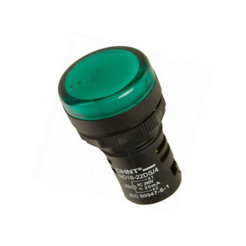 LUZ PILOTO METALICO VERDE LED 220V 22MM CHINT - Hyper Eléctricos